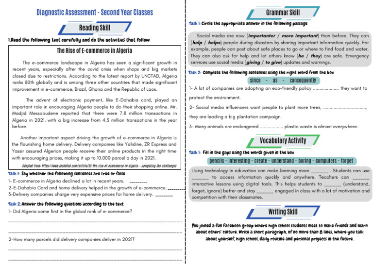 Second Year Diagnostic Assessment | PDF