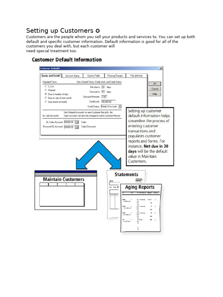 Setting up Customers default | PDF