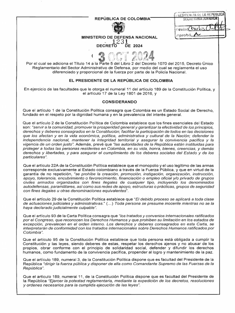 Decreto 1231 de 3 de Octubre de 2024 | PDF