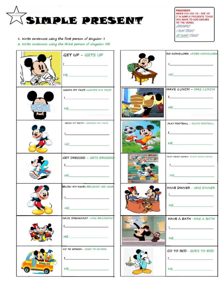 Present Simple - Mickey | PDF