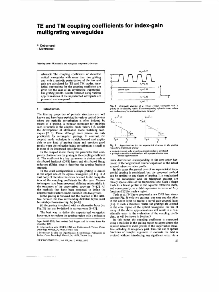 1992 TE and TM Coupling Coefficients For Index-Gain Multigrating ...