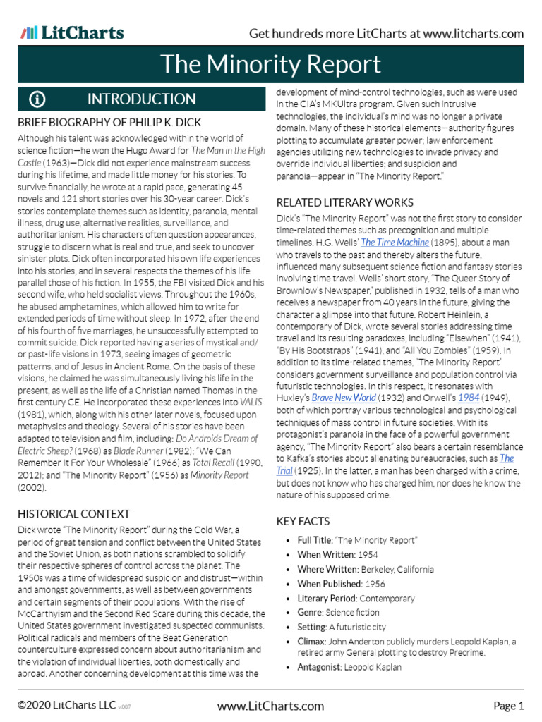 The Minority Report LitChart | PDF