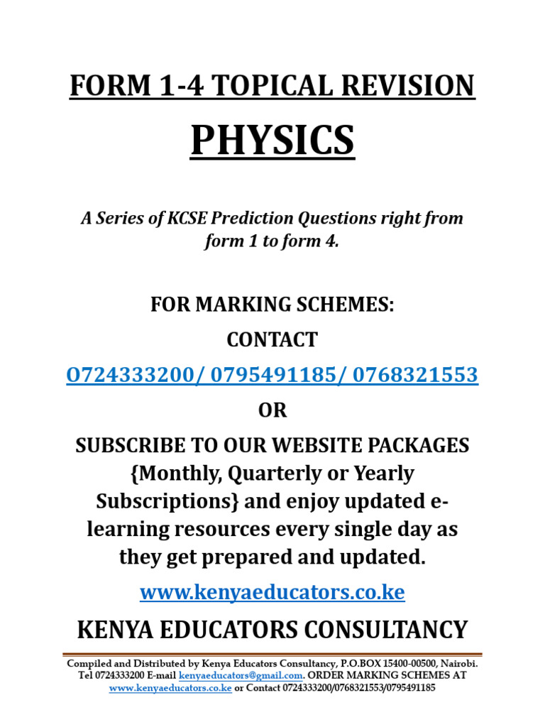 KCSE PHY {F1-4} TOPICAL REVISION | PDF
