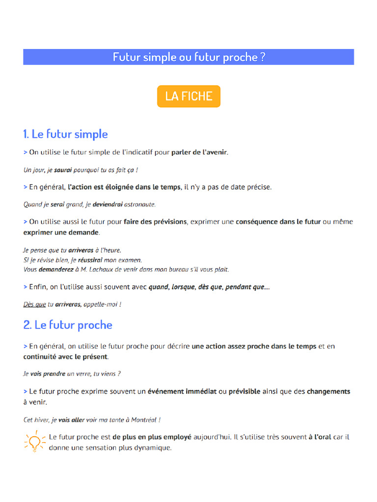 futur simple ou futur proche | PDF