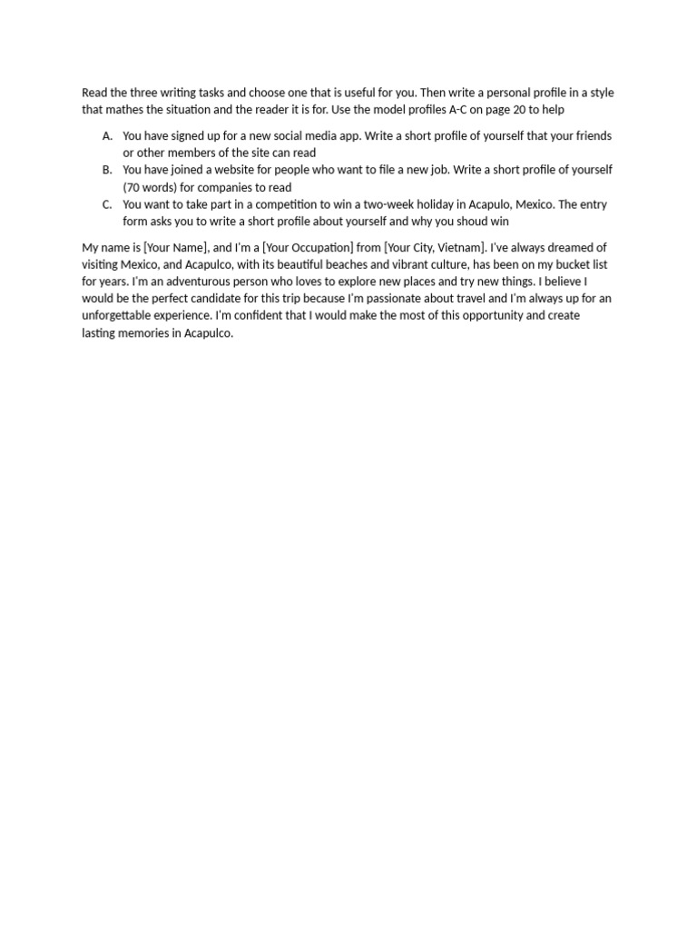 Read The Three Writing Tasks and Choose One That Is Useful For You | PDF