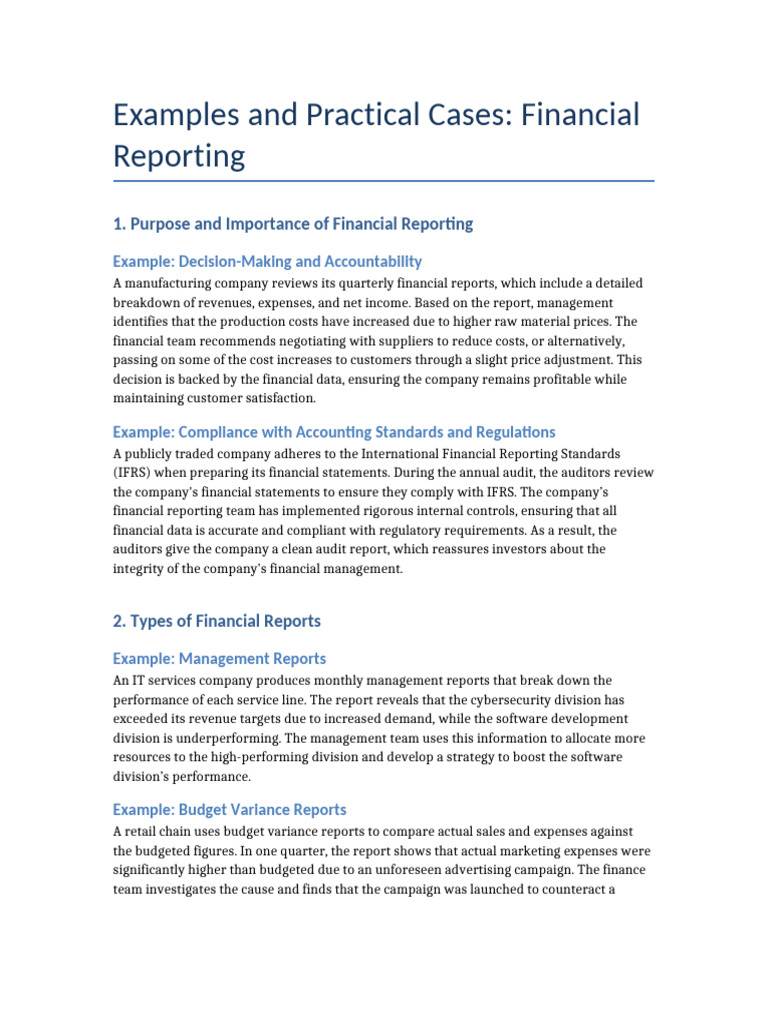 Financial Reporting Examples | PDF