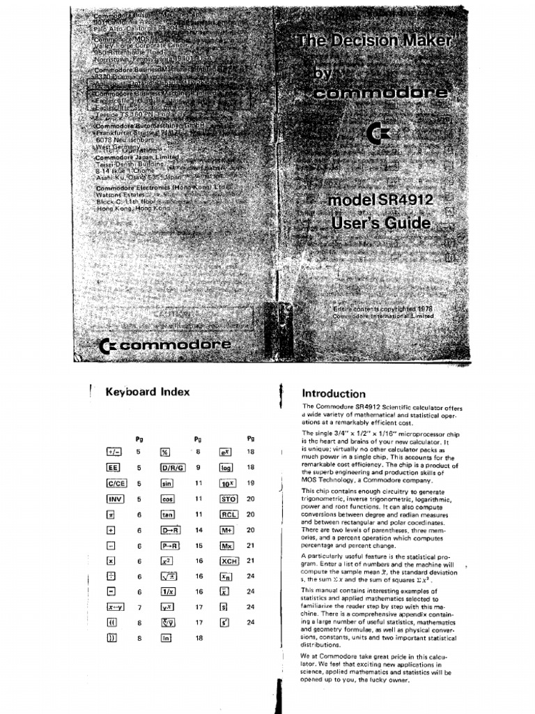 Commodore SR4912 Manual | PDF