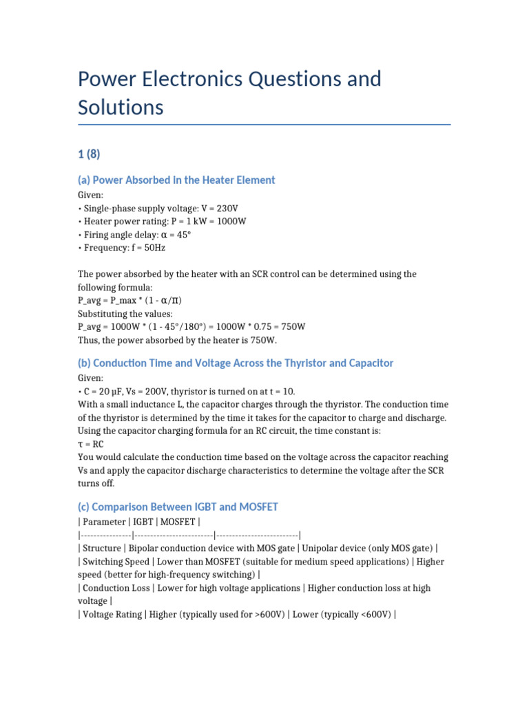 Power_Electronics_Questions_and_Solutions | PDF