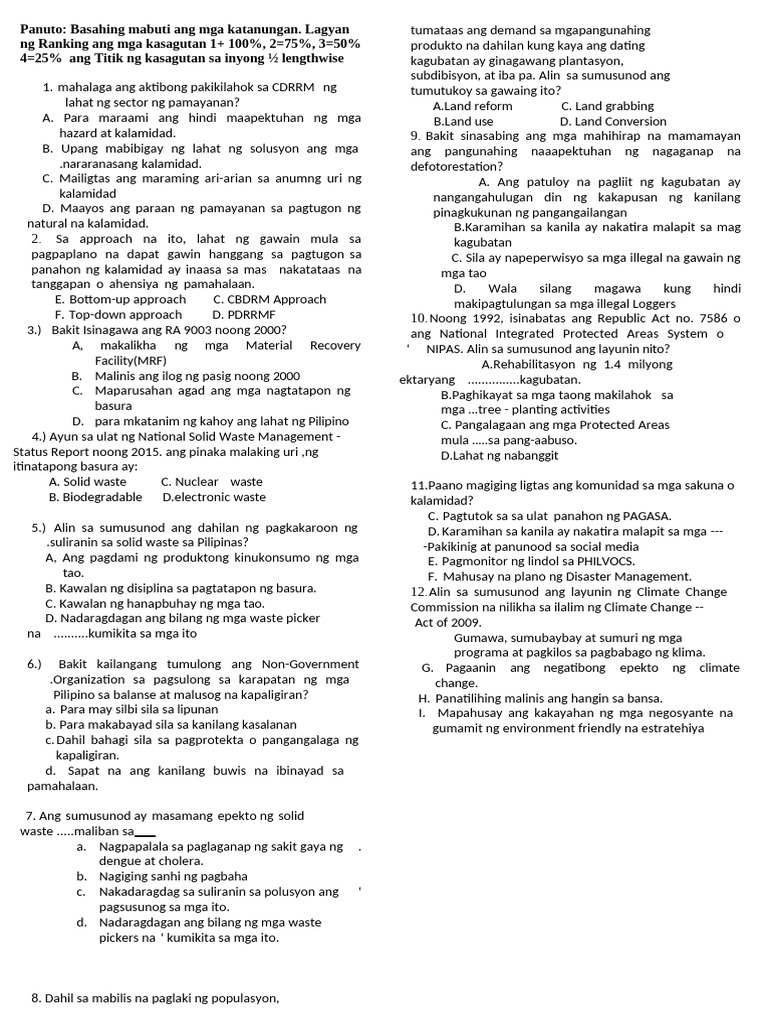 AP10 1st Quarter Final Exam Review | PDF