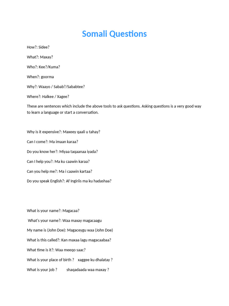 Somali language learning | PDF