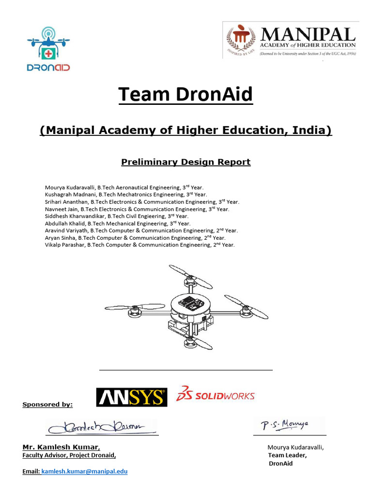 Preliminary Design Review - Project Dronaid | PDF | Unmanned Aerial ...
