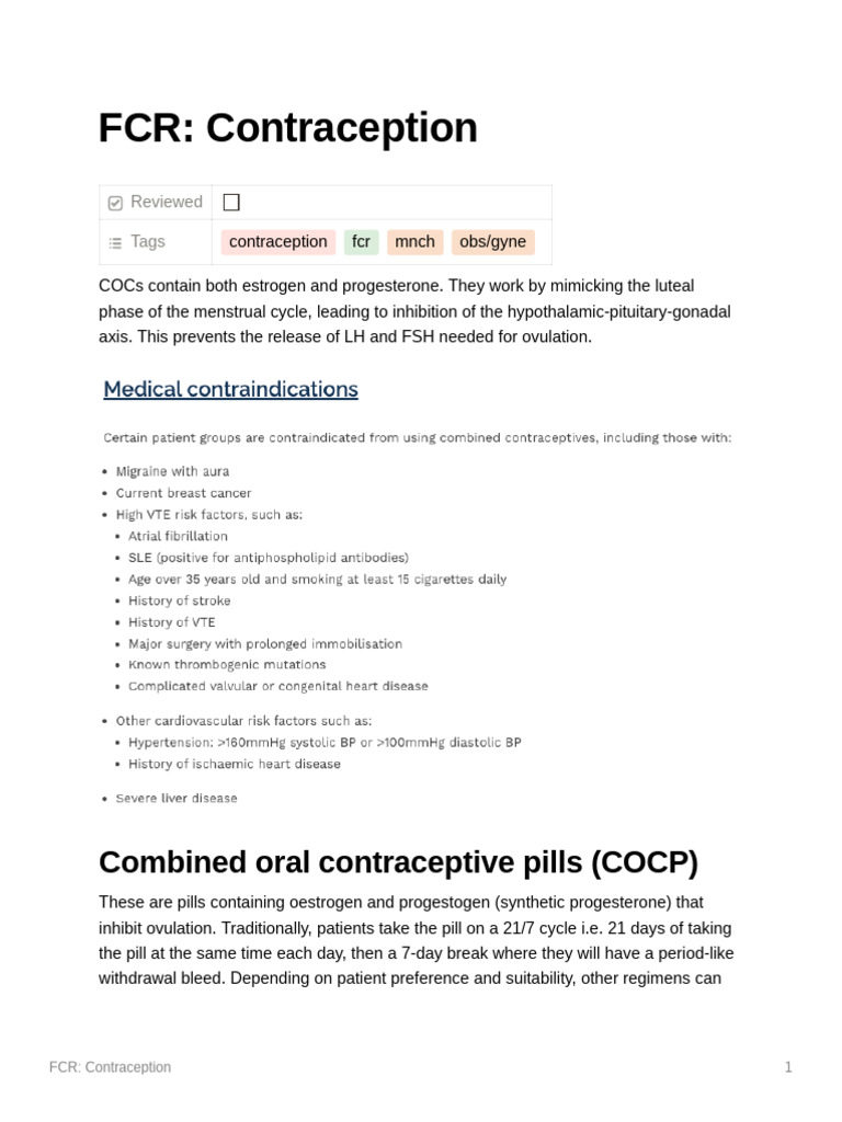 FCR Contraception | PDF