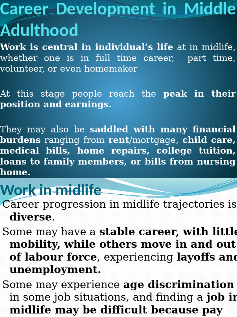 Career Development in Middle Adulthood | PDF