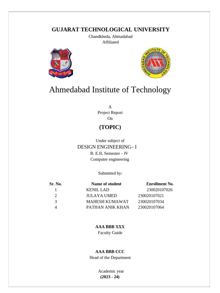 Design Engineering Report Format For 3rd Sem | PDF
