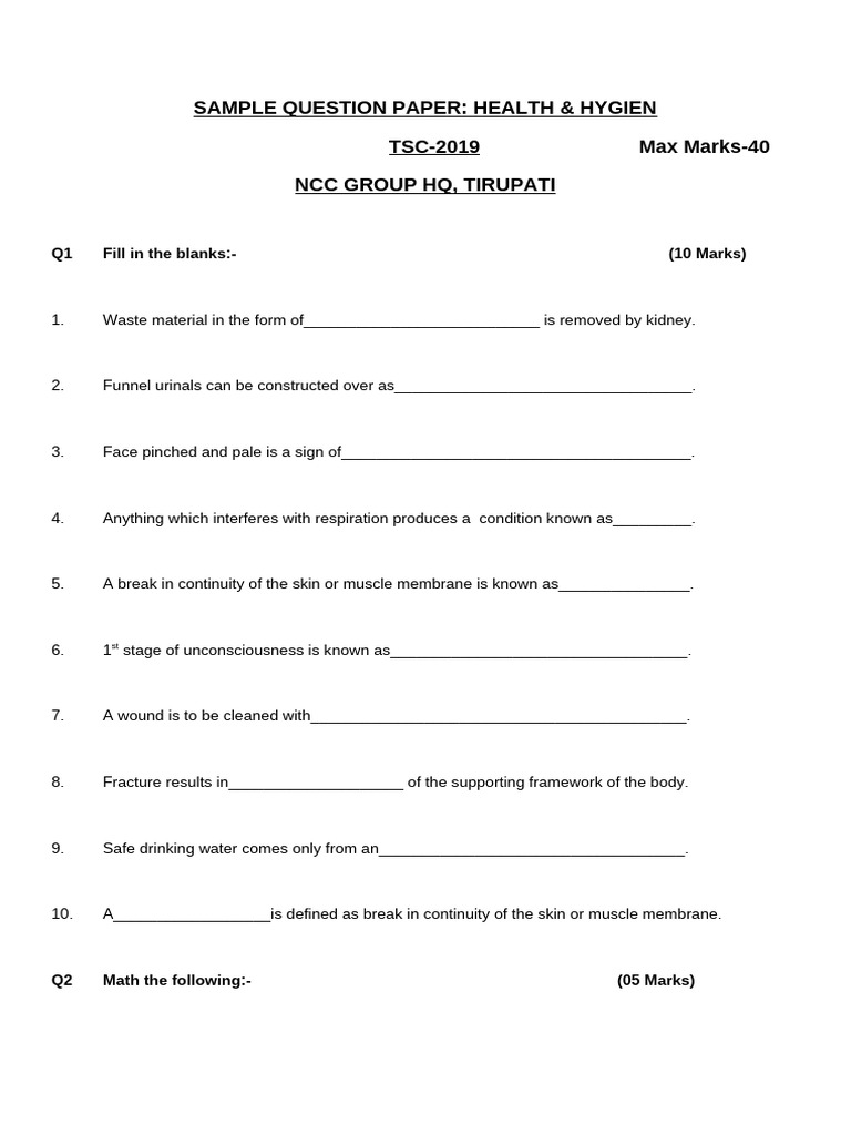 TSC Question Paper H&H | PDF