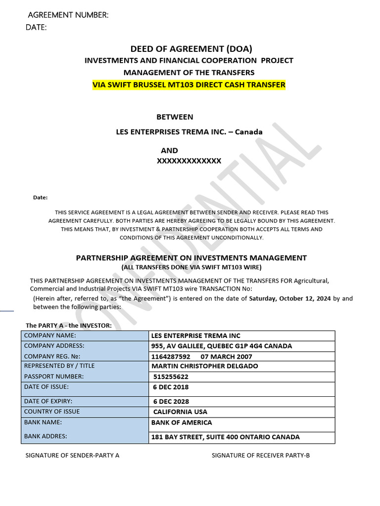 draft-DOA 450M 103 CASH WIRE TRANSFER-OK | PDF