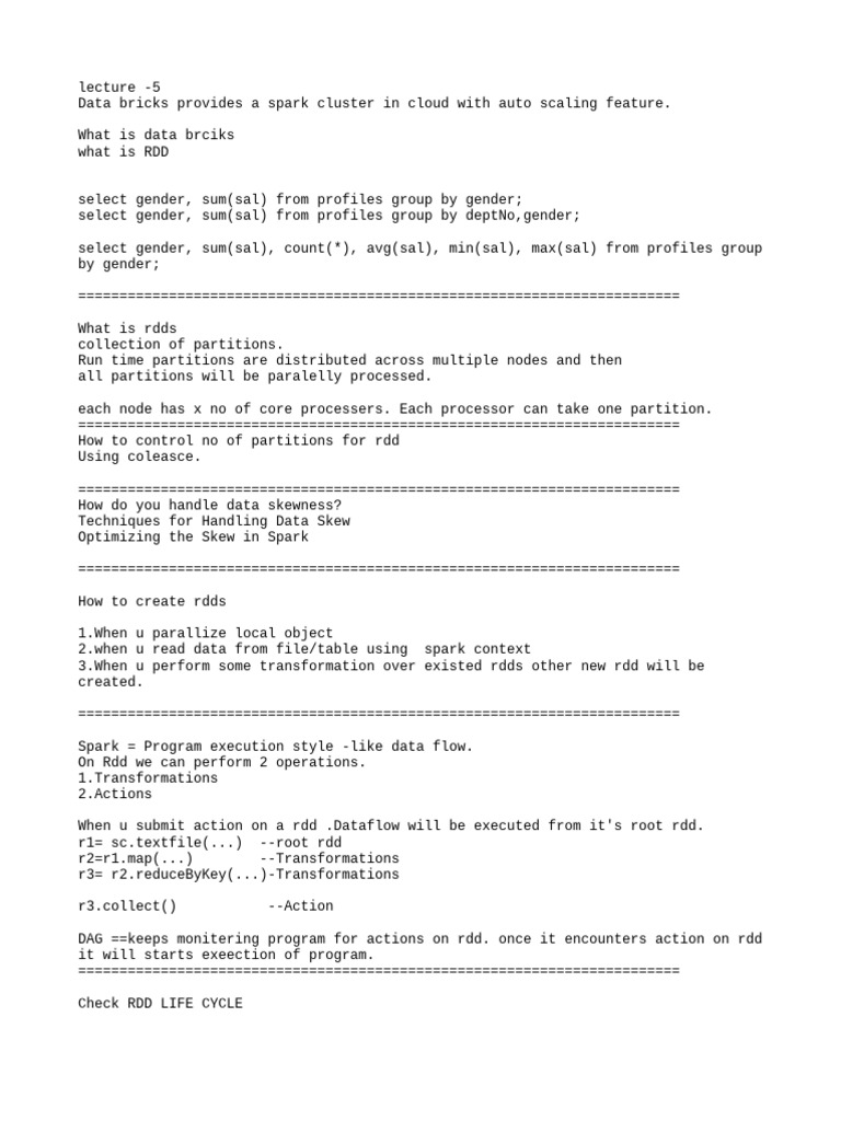 Data bricks notes | PDF Data bricks notes | PDF