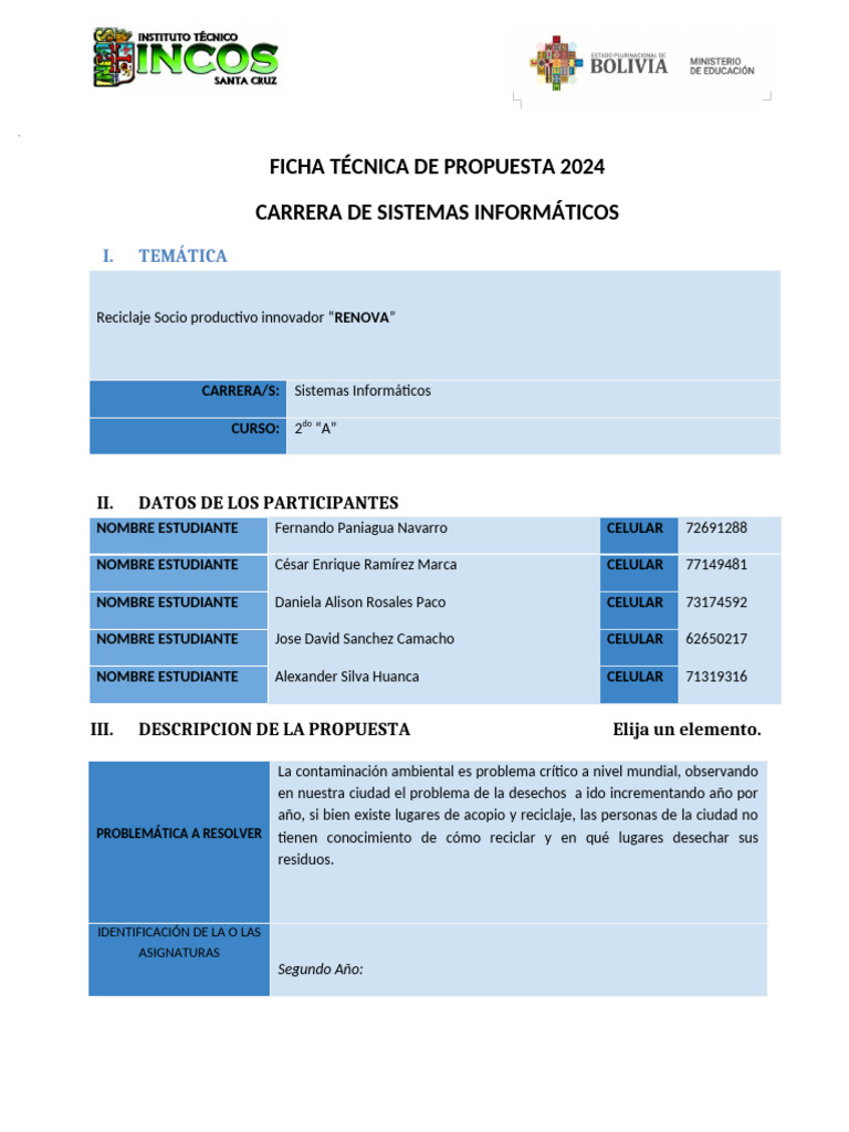 Sistemas Ficha 2do Propuesta para Feria 2024-Renova | PDF