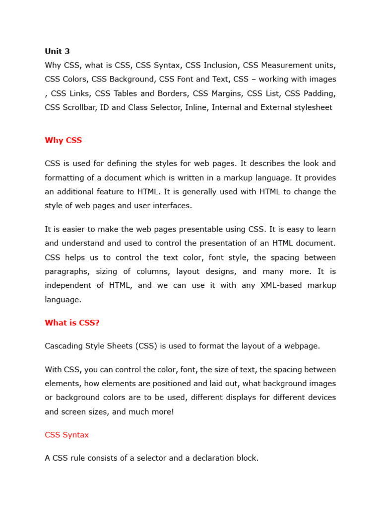 Unit 3 CSS | PDF