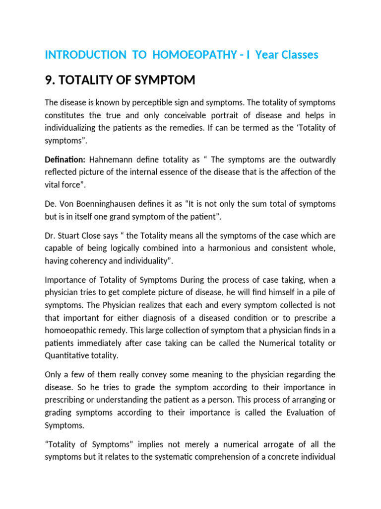 Introduction To Homoeopathy DHP I Year - 9th Class | PDF | Homeopathy ...