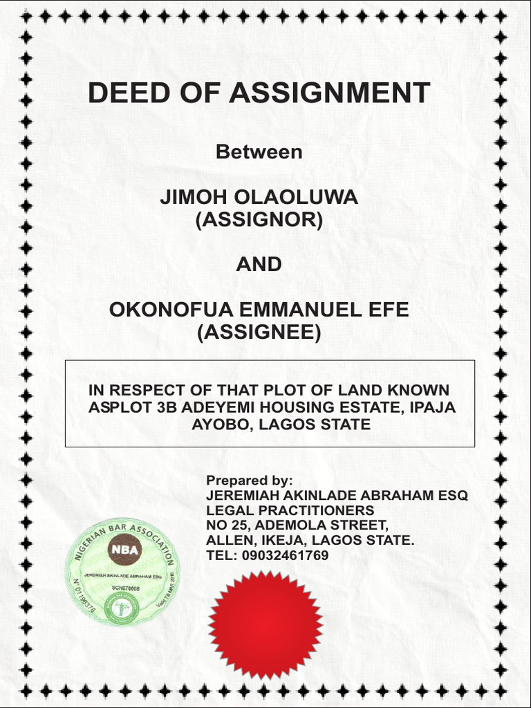 Okonofua Deed Front Page | PDF
