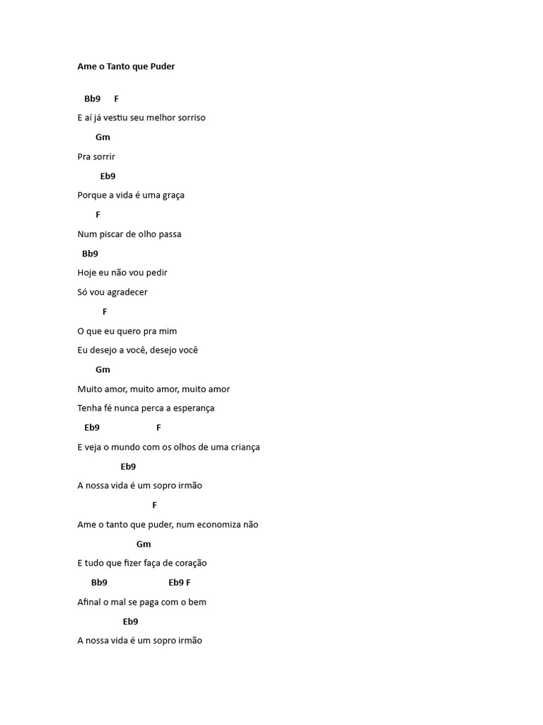 Ame o Tanto Que Puder Bb9 F | PDF