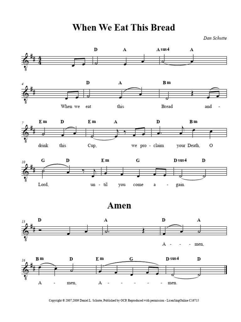 When We Eat This Bread - Amen-Schutte | PDF