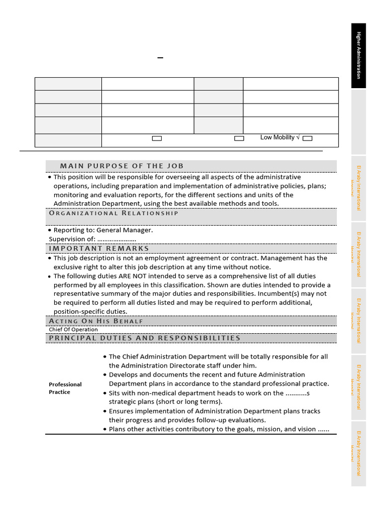 Job Description - Chief Administrative Officer | PDF