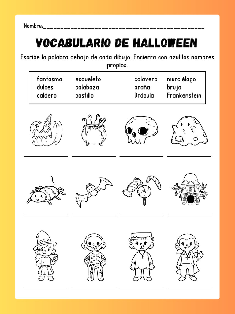 Sustantivos Propios y Comunes Halloween | PDF