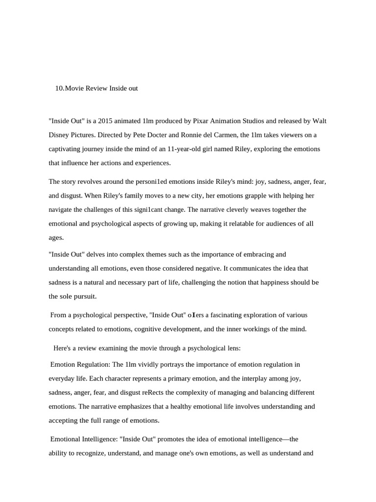 Movie Review Inside out | PDF