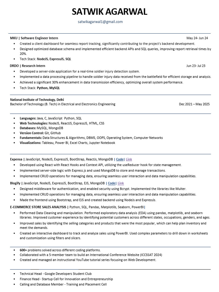 Satwik Agarwal | PDF