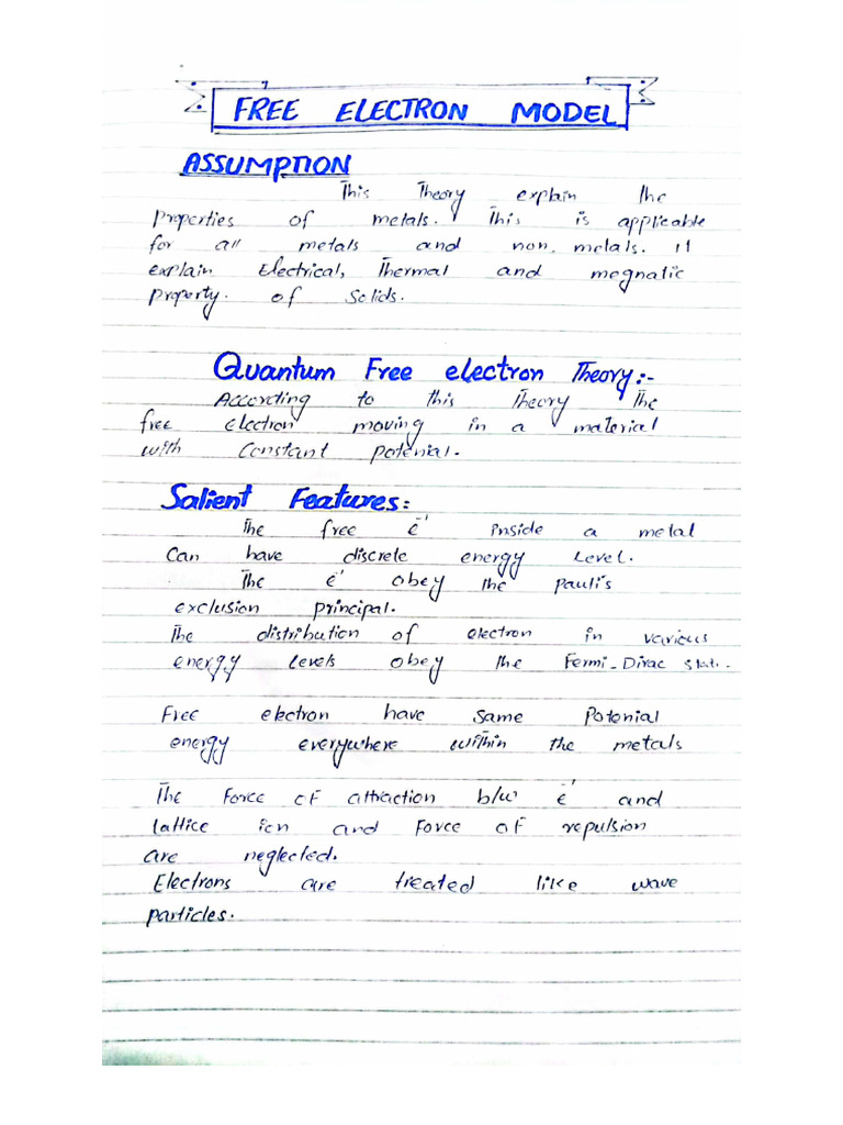 Free Electron Model by Asad | PDF
