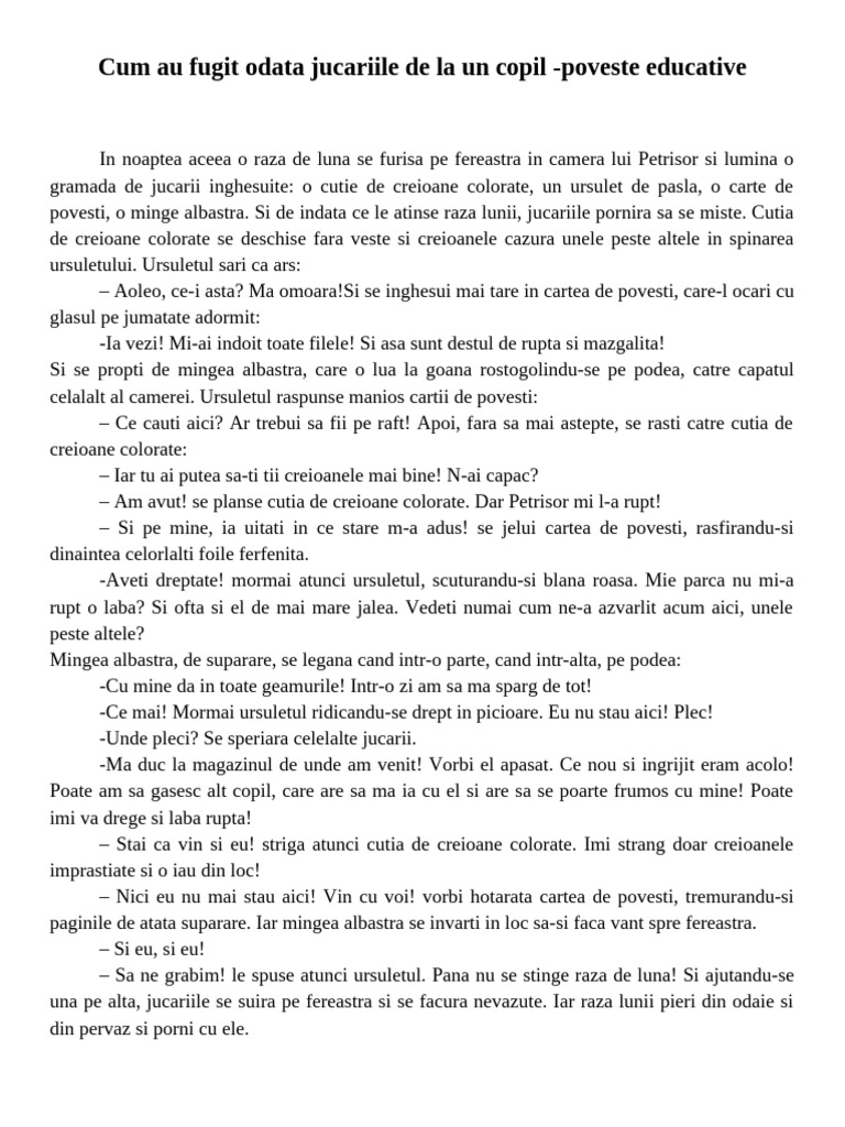 Poveste - Fuga Jucariilor | PDF