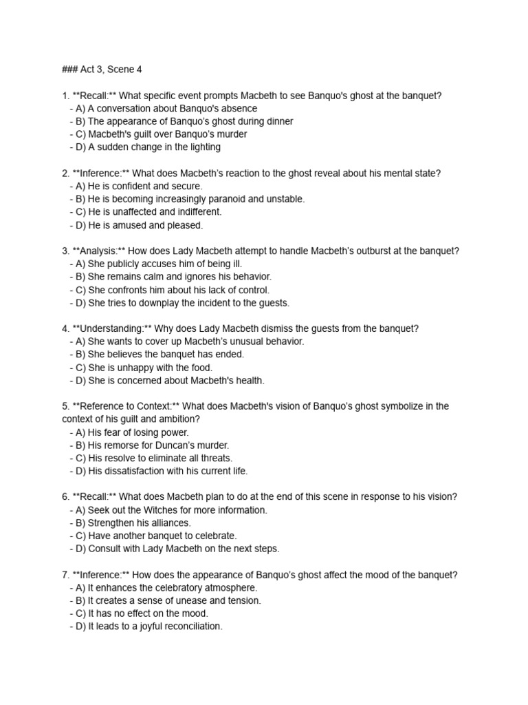 Macbeth MCQ ISC | PDF