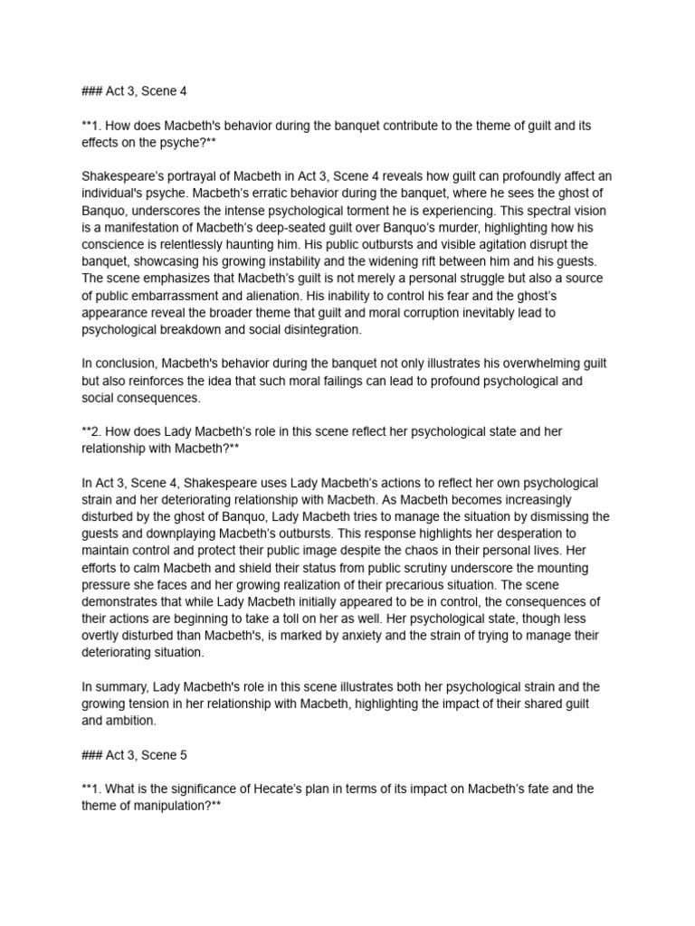 Macbeth Long Answers ISC | PDF