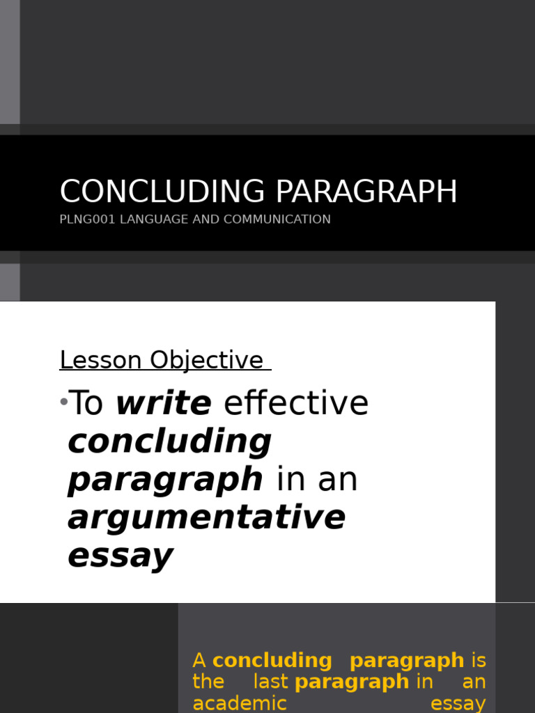 Argumentative Essay Concluding Paragraph | PDF