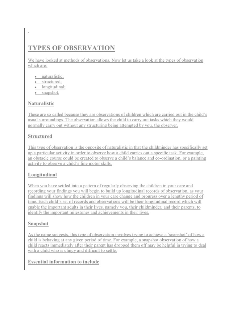 Types of Observation | PDF