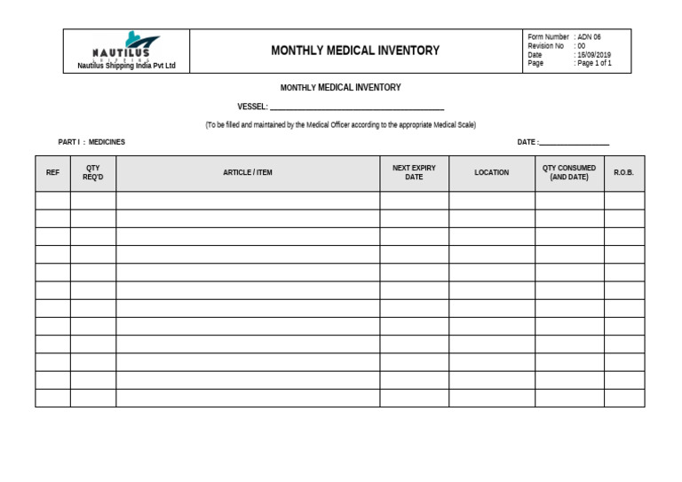 ADN 06 - MONTHLY MEDICAL INVENTORY | PDF