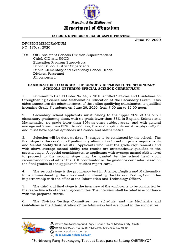 001 STE Online Exam Memo 1 1 | PDF