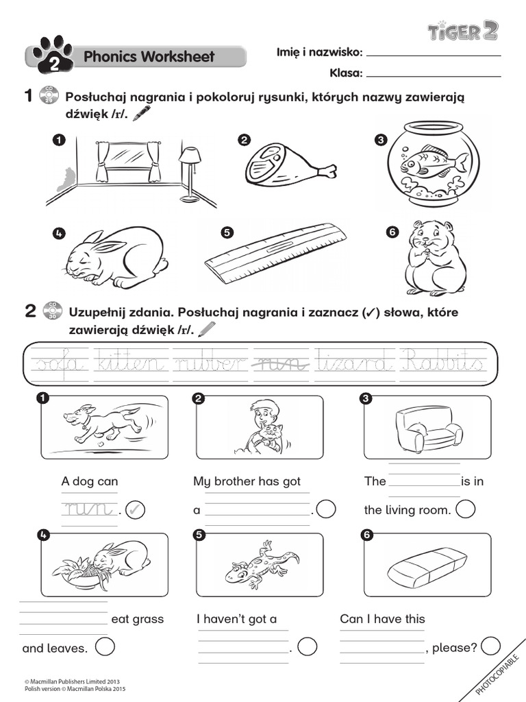 Tiger 2 TRF Unit 2 Phonics Worksheet | PDF