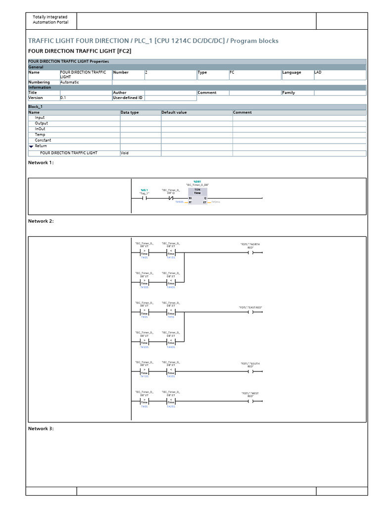 Four Directional Traffic Light Using Hmi Screen | PDF