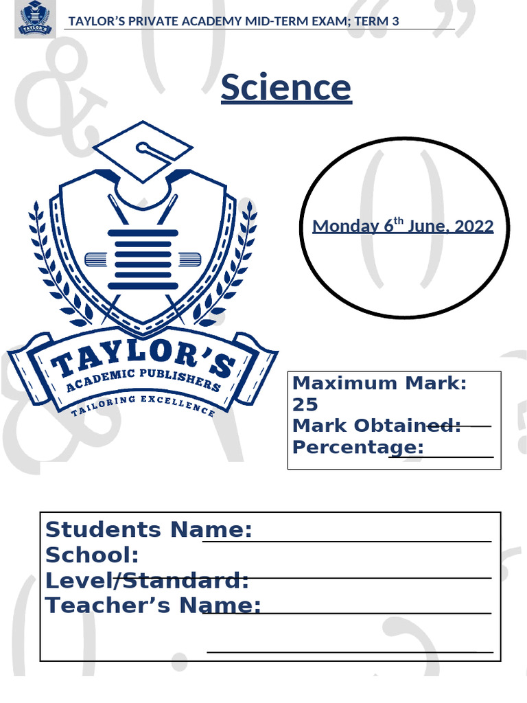 Science Mid-Term Term 3 Online | PDF