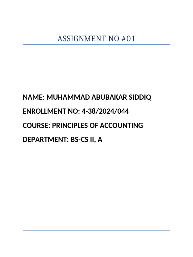 Assignment No 1 Accounting | PDF