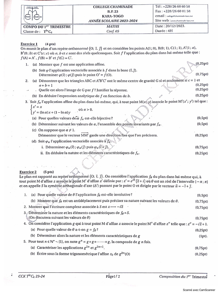 Compo 1 Trimestre TC | PDF