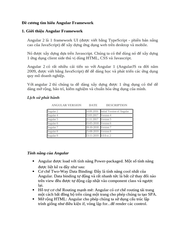 Đề Cương Tìm Hiểu Angular Framework | PDF | Angular Js | Computers