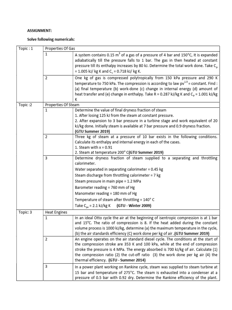Basic Mechanical Engineering - Lab - Assignment - Doc - Ratnesh Shukla | PDF | Enthalpy | Steam