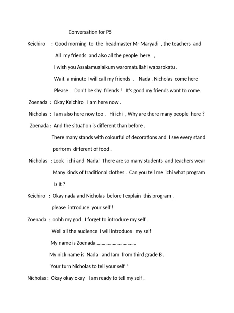 Conversation For P5 | PDF