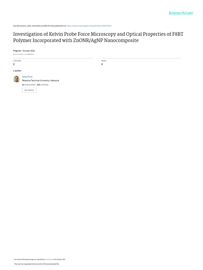 Investigation of Kelvin Probe Force Microscopy and Optical Properties ...