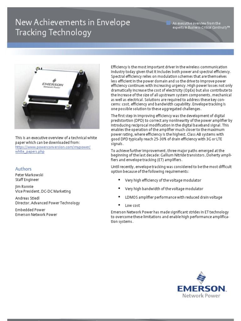 New Achievements in Envelope Tracking Technology: Authors | PDF ...