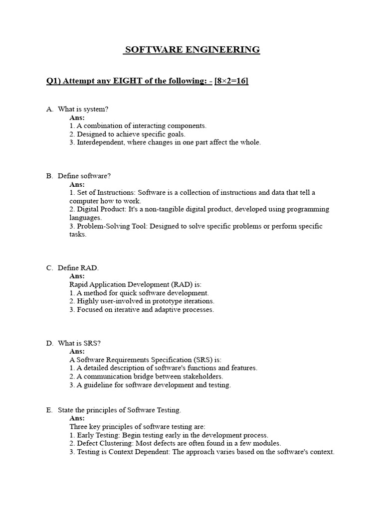 Software Engineering Solutions | PDF